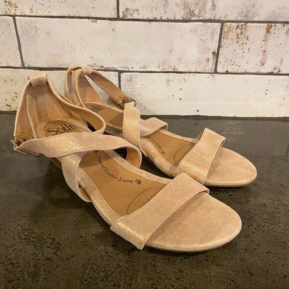 Sofft | Shoes | Sofft Rose Gold Shimmery Bridal Wedding Strappy Comfort ...